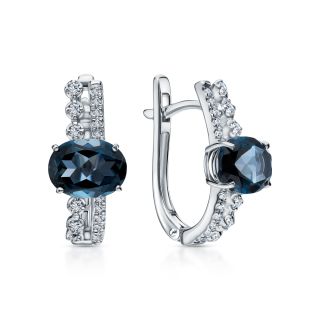 Золотые серьги с топазами и бриллиантами БРИЛЛИАНТЫ ЯКУТИИ 73228-C5W-01 ...