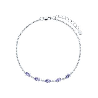 Серебряный браслет с фианитами и танзанитами природными BASTET S43085 ...