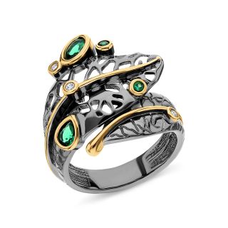 Серебряное кольцо с фианитами и алпанитом SUNLIGHT S62092-K9M-01 ...