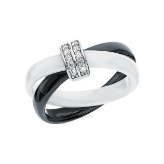 Керамическое кольцо с фианитами и керамикой SUNLIGHT S20409-K9W-01 ...